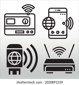 Set Wfi Icon Line Isolated Logo Stock Vector (Royalty Free) 2020891559 ...