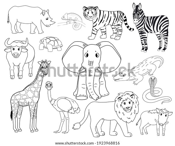 707,395 Cartoon Animals Black White Images, Stock Photos & Vectors ...