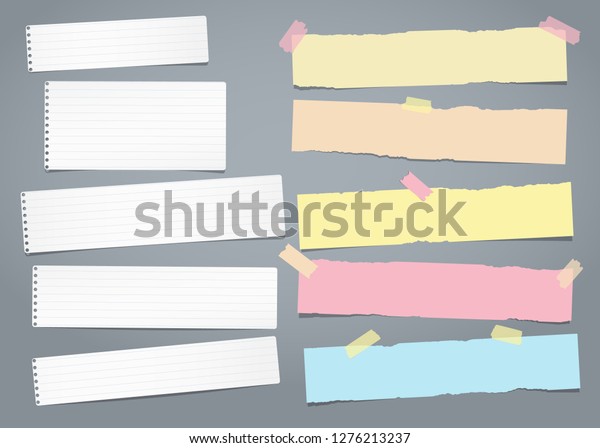 Set White Colorful Ripped Notebook Paper Stock Vector (Royalty Free ...