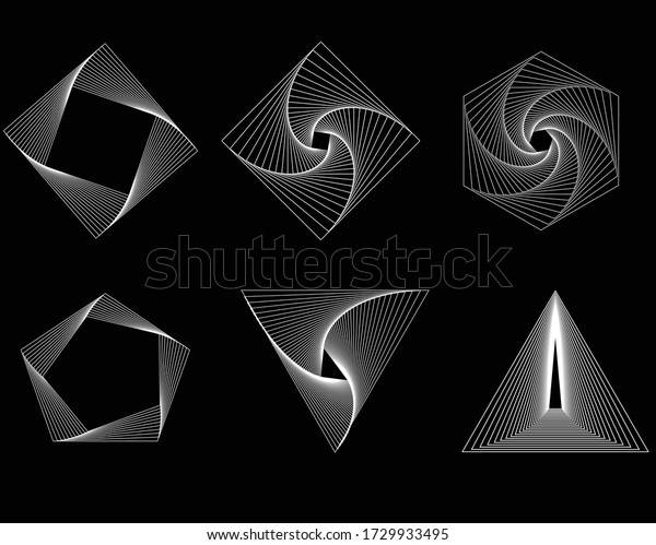 Set White Curvy Lines Circle Form Stock Vector (Royalty Free ...