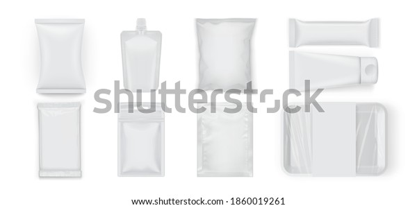 Set White Food Packages Isolated On Stock Vector (Royalty Free ...