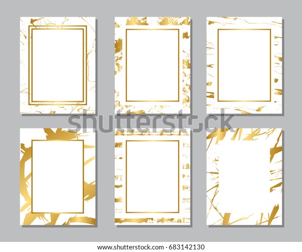 Set White Gold Flyers Modern Abstract Stock Vector (Royalty Free) 683142130