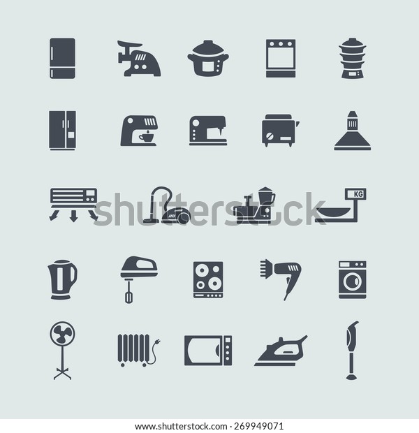 Set White Goods Icons Stock Vector (Royalty Free) 269949071