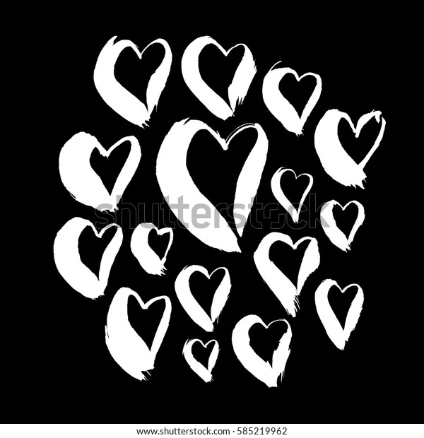 Set White Hand Drawn Hearts On Stock Vector (Royalty Free) 585219962