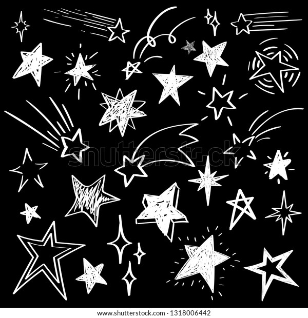 Set White Hand Drawn Vector Stars 스톡 벡터(로열티 프리) 1318006442 | Shutterstock