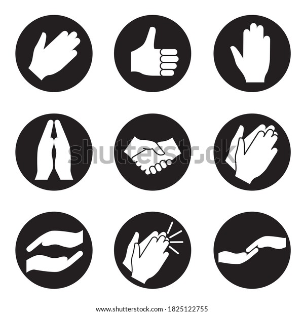 Set White Hand Icons Black Circles Stock Vector (Royalty Free ...