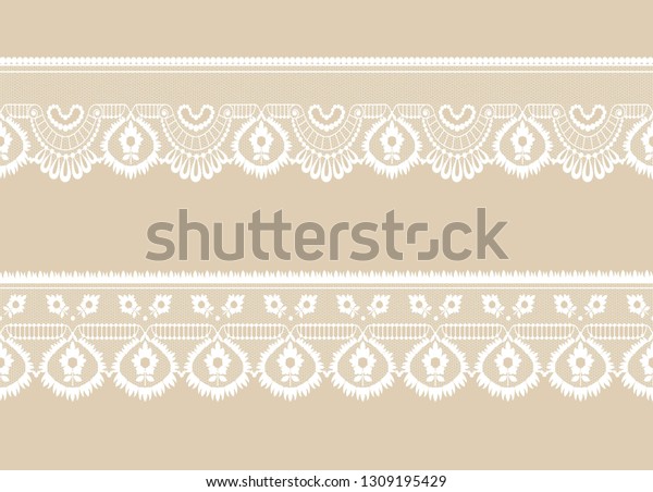 Set White Lace Borders On Beige Stock Vector (Royalty Free) 1309195429 ...