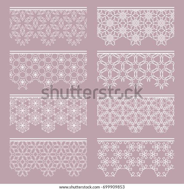 Set White Lace Seamless Borders Line Stock Vector (Royalty Free ...
