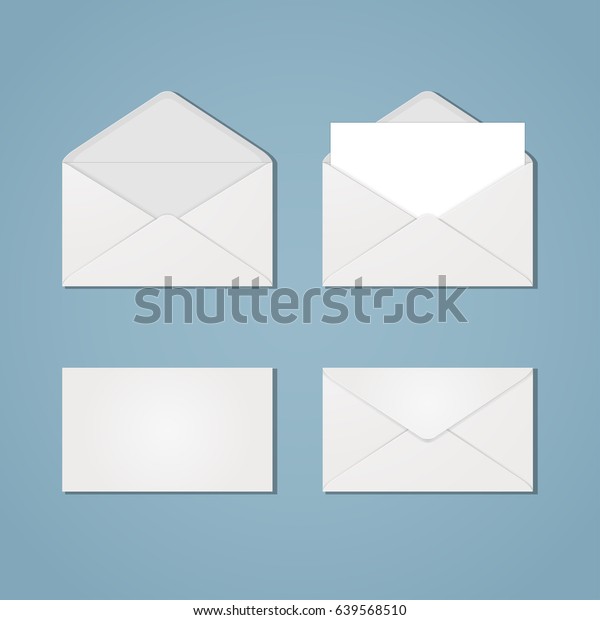 Set White Open Closed Envelopes Front Stock Vector (Royalty Free ...