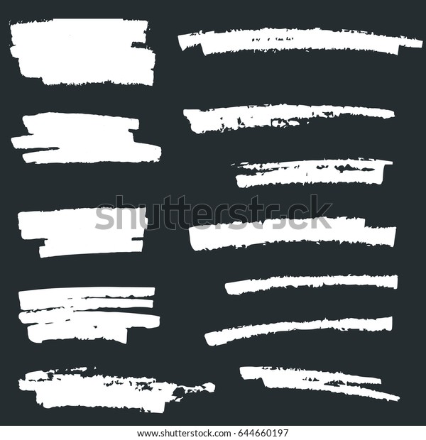 Set White Paint Ink Brush Strokes Stock Vector (Royalty Free) 644660197 ...