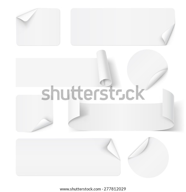 Set White Paper Stickers Isolated On Stock Vector (royalty Free
