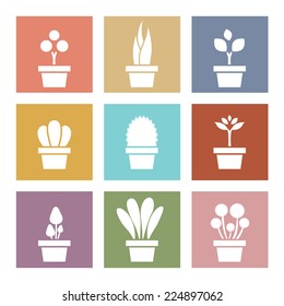 Set Pot Plants Symbol Vector Illustration Stock Vector (Royalty Free ...