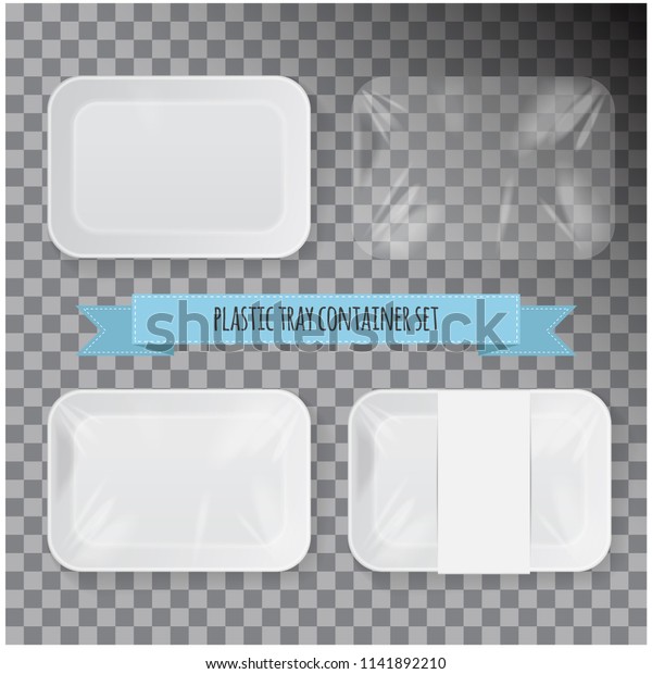 Set White Rectangle Styrofoam Plastic Food Stock Vector (Royalty Free ...