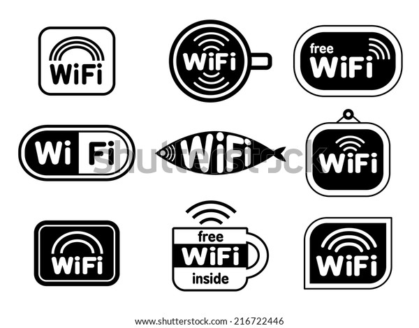 Conjunto de stickers wifi: vector de stock (libre de regalías ...