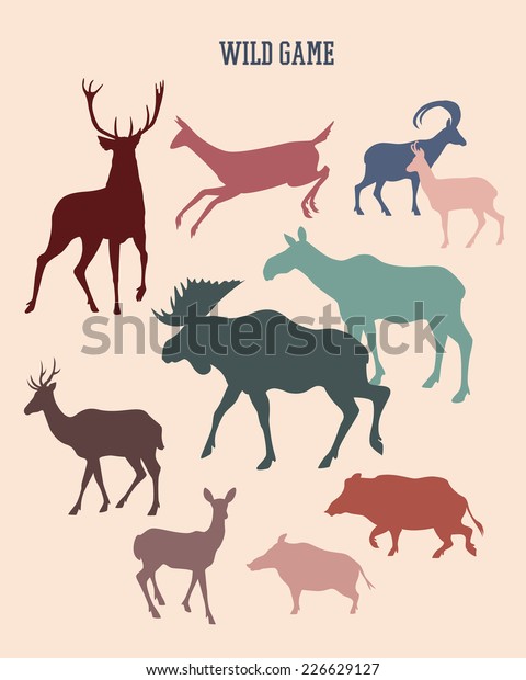 Set Wild Game Silhouettes Made Vector Stock Vector (Royalty Free) 226629127