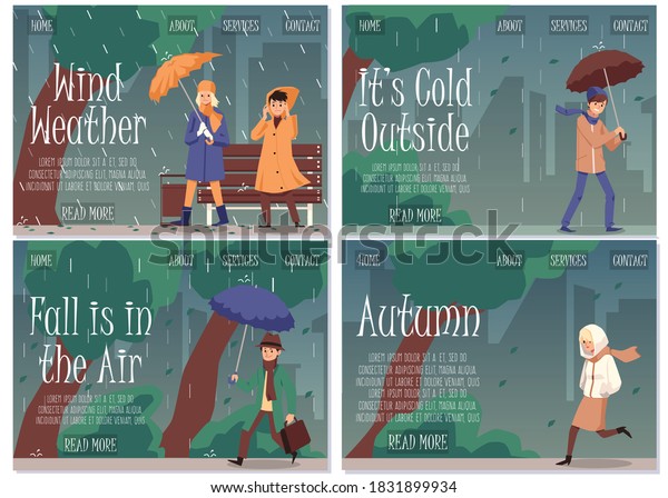 Set Wind Rainy Cold Stormy Weather Stock Vector (Royalty Free ...