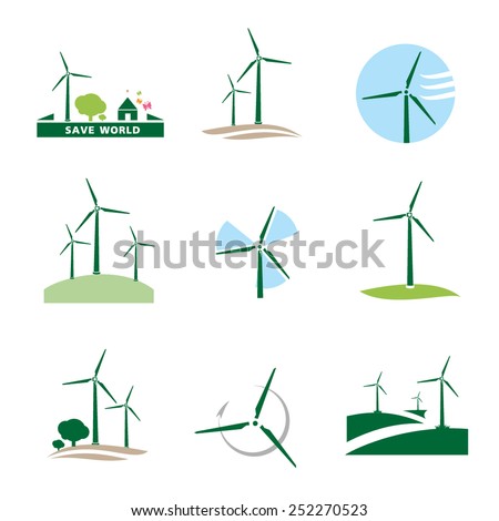 Set Wind Turbine Icon Vector Stock Vector (Royalty Free) 252270523 ...