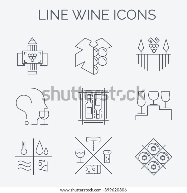 Set Wine Winemaking Icons Modern Linear Stock Vector (Royalty Free ...