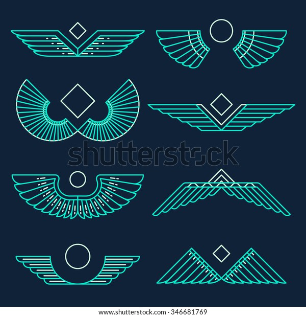 Set Wings Template Design Elements Vector Stock Vector (Royalty Free ...