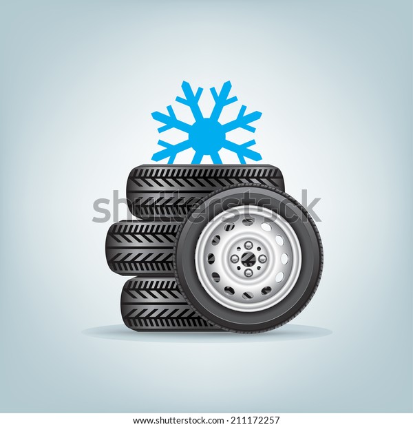 Set Winter Wheels Icon Snowflake : image vectorielle de stock (libre de ...