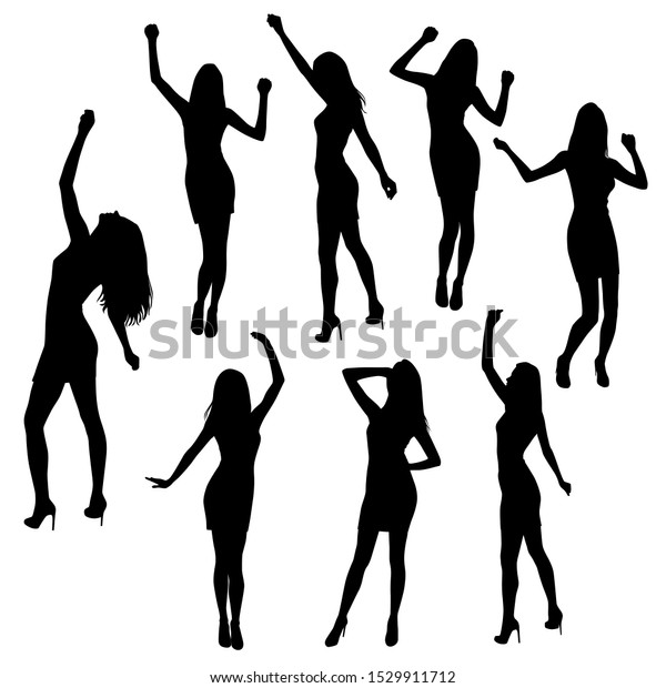 Set Women Standing Dancing Various Poses Stock Vector (Royalty Free ...