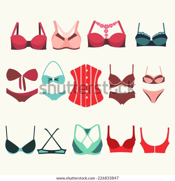 Set Womens Bra Bustier Icons Different Stock Vector (Royalty Free ...
