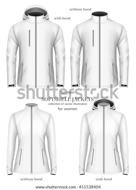 Set Womens Mens Softshell Jackets Fully Stock Vector Royalty Free