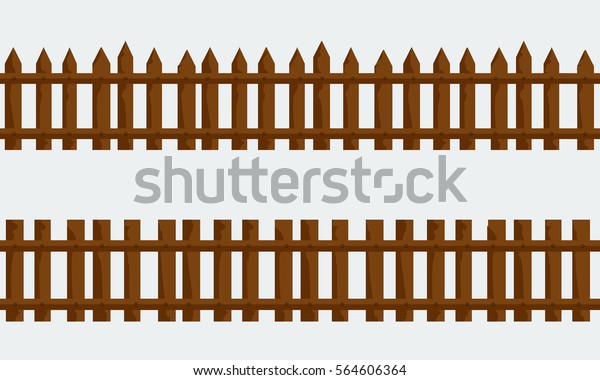 Set Wooden Farm Fence Vector Flat Stock Vector (Royalty Free) 564606364