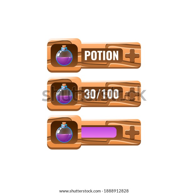 Set Wooden Game Ui Potion Magic Stock Vector (Royalty Free) 1888912828 ...