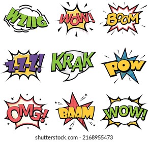 Set Words Sounds Comics Pop Art Stock Vector (Royalty Free) 2168955473 ...