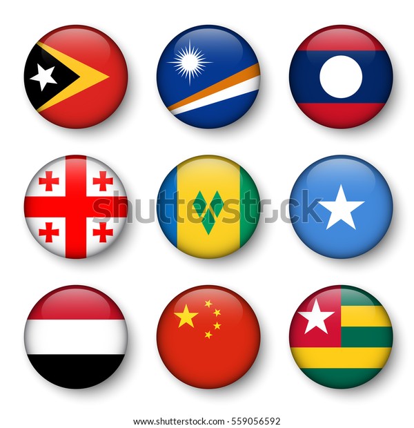 Set World Flags Round Badges East Stock Vector (Royalty Free) 559056592 ...