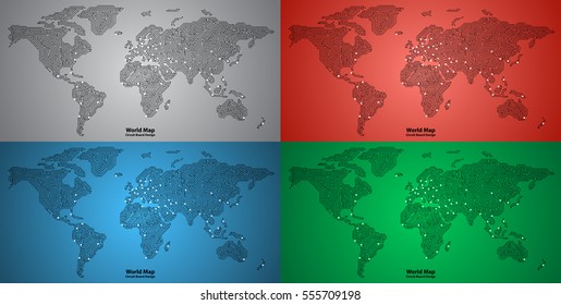 Set World Maps Circuit Board Design Stock Vector (Royalty Free ...