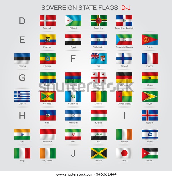 Set World Sovereign State Flags Captions Stock Vector (Royalty Free ...