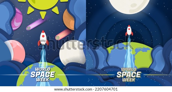 Set World Space Week Colorful Paper Stock Vector (Royalty Free ...