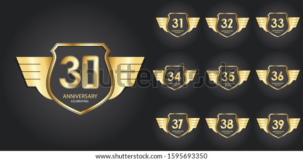 Set Years Anniversary Design Logotype 3d Stock Vector (Royalty Free ...