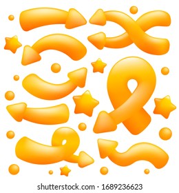 Set Yellow Arrows Various Shapes Directions Stock Vector (Royalty Free ...