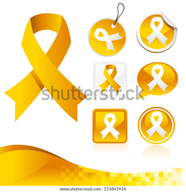 Set Yellow Awareness Ribbons Stock Vector (Royalty Free) 153843926 ...
