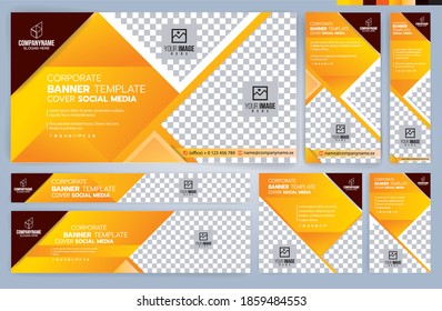 Set Yellow Black Web Banners Templates Stock Vector (Royalty Free ...