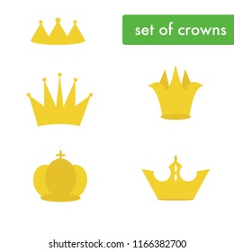 Set Yellow Crowns Collection Vector Illustrations Stock Vector (Royalty ...
