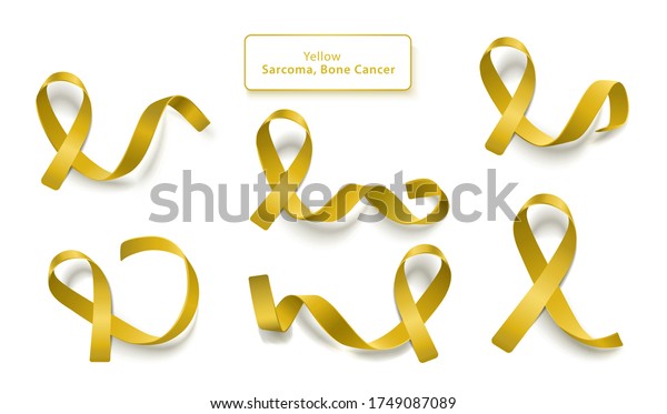 Set Yellow Curly Ribbons Loops Realistic Stock Vector (Royalty Free ...