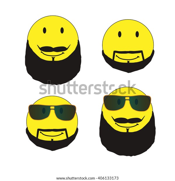 Set Yellow Emoticons Beard Mustache Glasses Stock Vector (Royalty Free ...