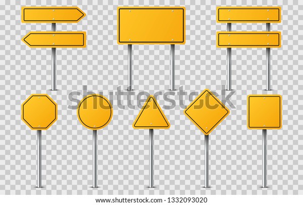 Set Yellow Road Signs On Transparent Stock Vector (Royalty Free ...