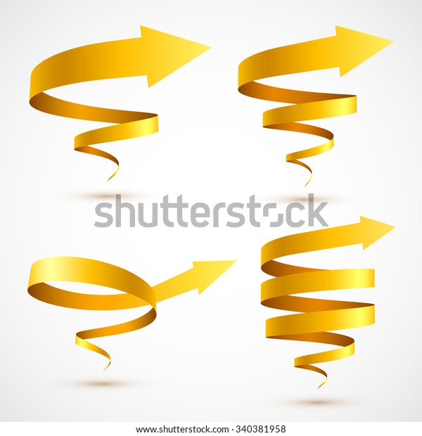 Set Yellow Spiral Arrows 3d Stock Vector (Royalty Free) 340381958 Set Yellow Spiral Arrows 3d Stock Vector (Royalty Free) 340381958