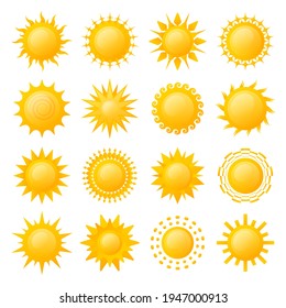 Set Yellow Sun Icons Vector Image Stock Vector (Royalty Free ...
