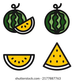 Set Yellow Watermelon Icons Vector Graphics Stock Vector (Royalty Free ...