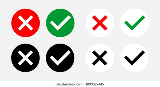 Set Yes No Cross Check Mark Stock Vector (Royalty Free) 1893327445 ...