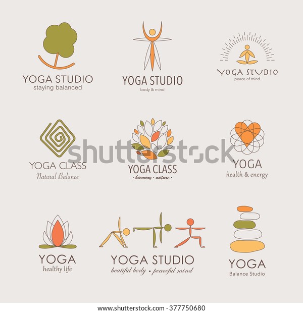 Set Yoga Logos Graphic Design Elements Stock Vector (Royalty Free ...