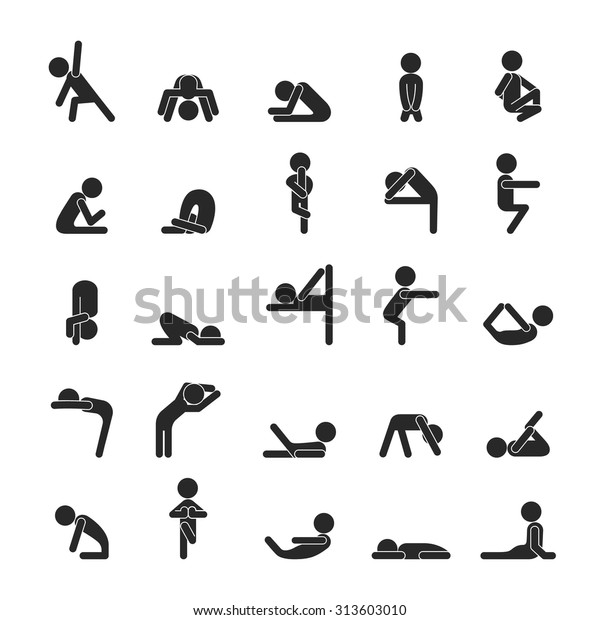 Set Yoga Poses Character Human Pictogram Stock Vector (Royalty Free ...