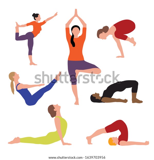 Set Yoga Poses People Characters Yoga Stock Vector (Royalty Free ...