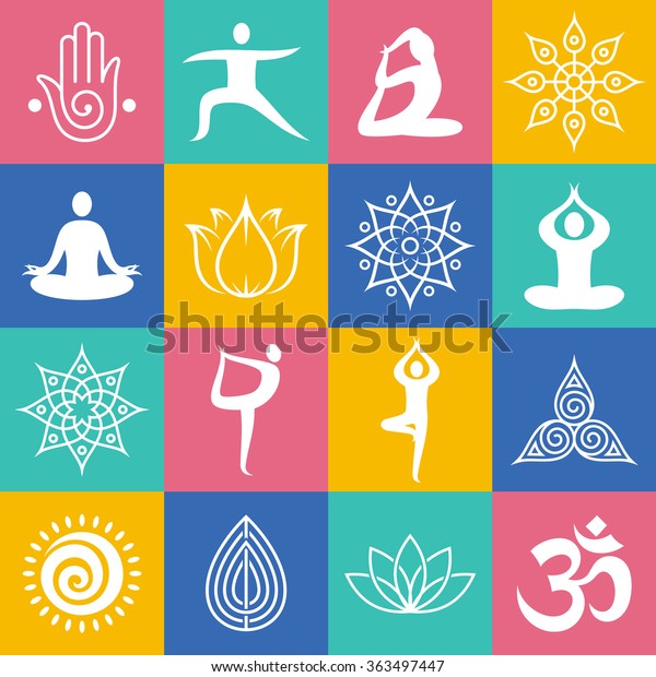 Set Yoga Poses Symbols Design Elements Stock Vector (Royalty Free ...